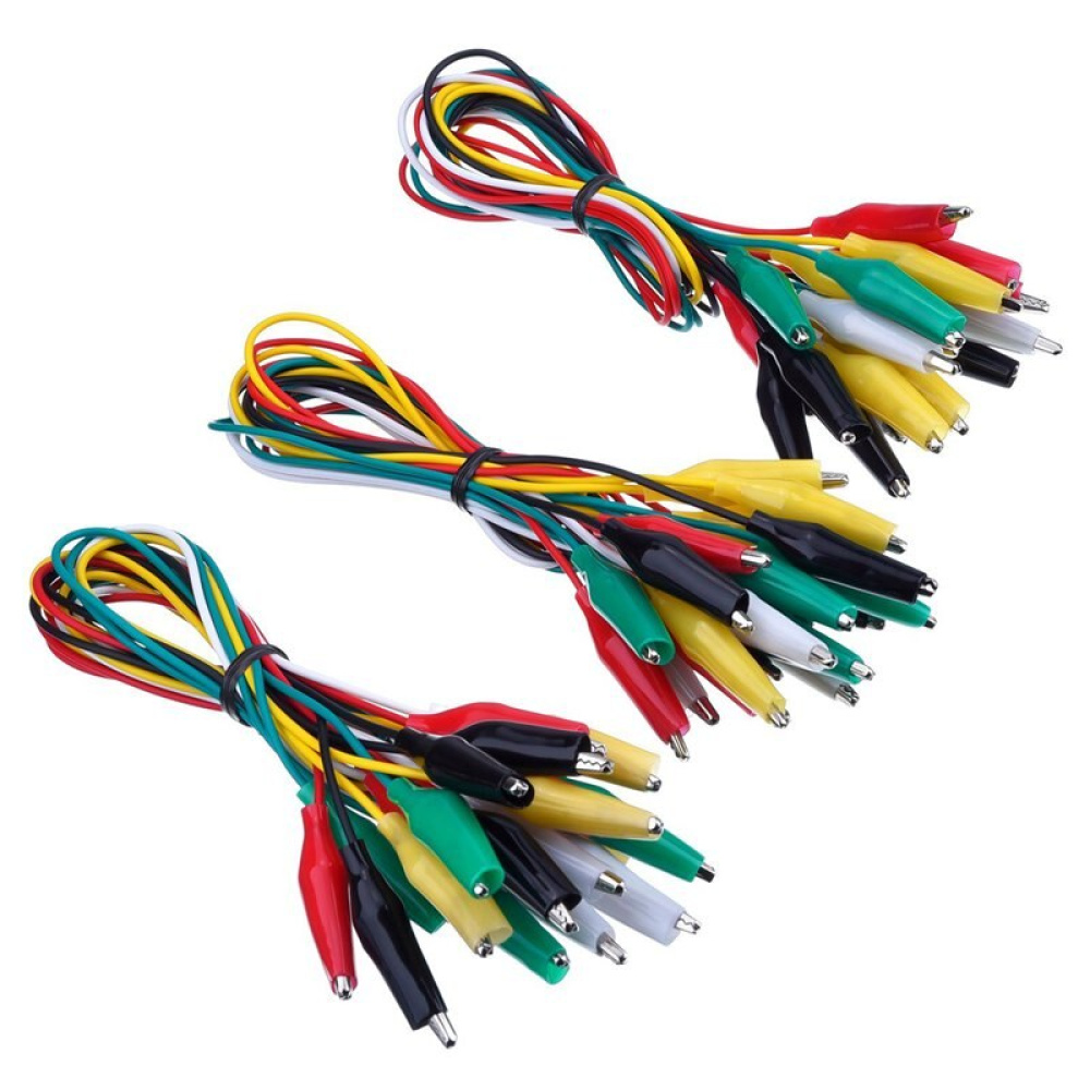 Jumper Wires, Test Lead Set With Alligator Clips, Set Of 10 Wires, 5 Colors